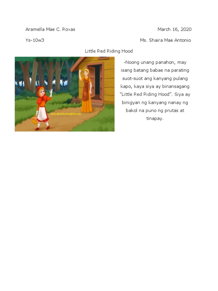 Roxas - Pagsasalin NG Little Red Riding Hood | PDF