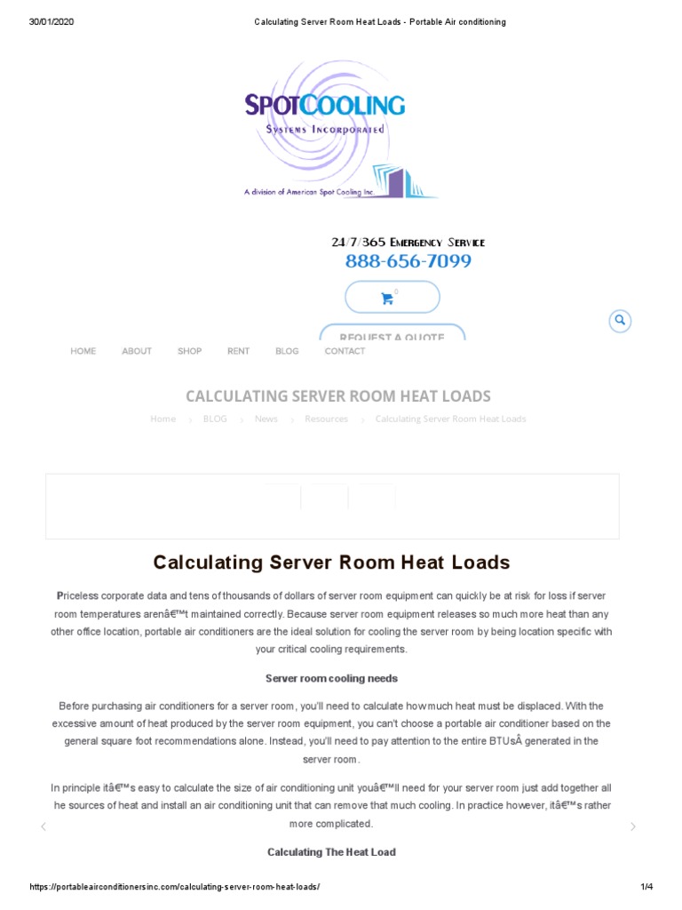 Calculating Server Room Heat Loads - Portable Air Conditioning | PDF ...