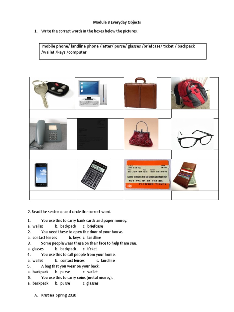 Everyday Objects Vocabulary Exercises | PDF | Glasses | Domestic Implements