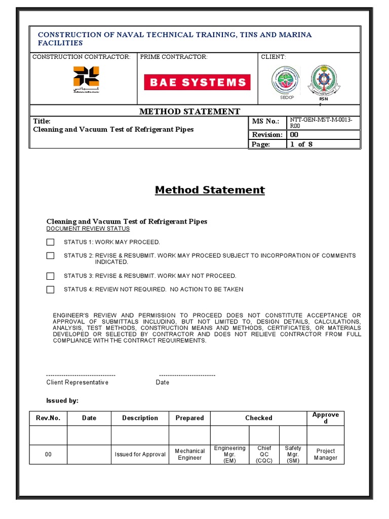 Cleaning and Vacuum Test of Refrigerant Pipes | PDF | Personal ...