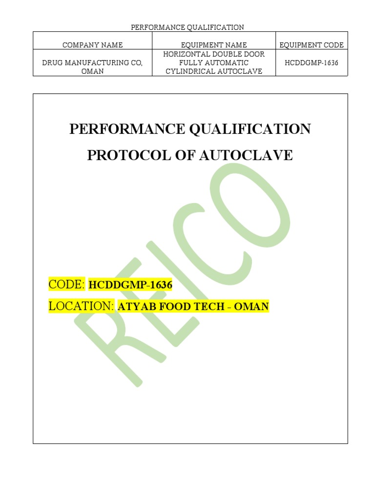 Autoclave Performance Qualification Report | PDF | Steam ...