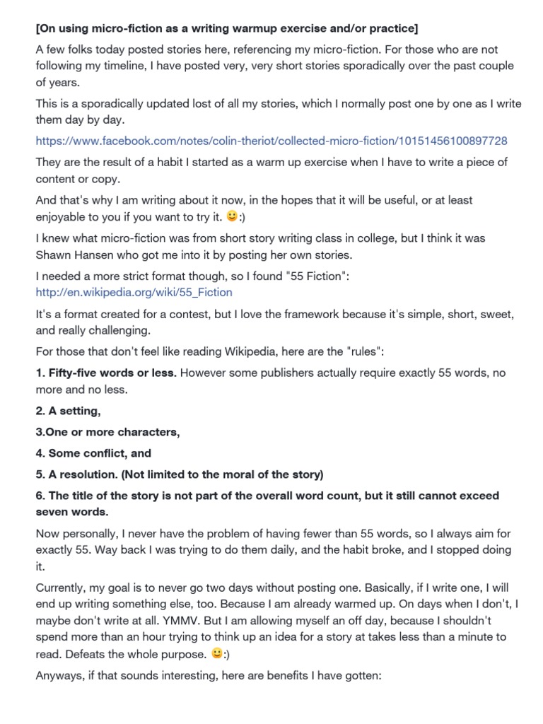 Micro Fiction Challenge | PDF