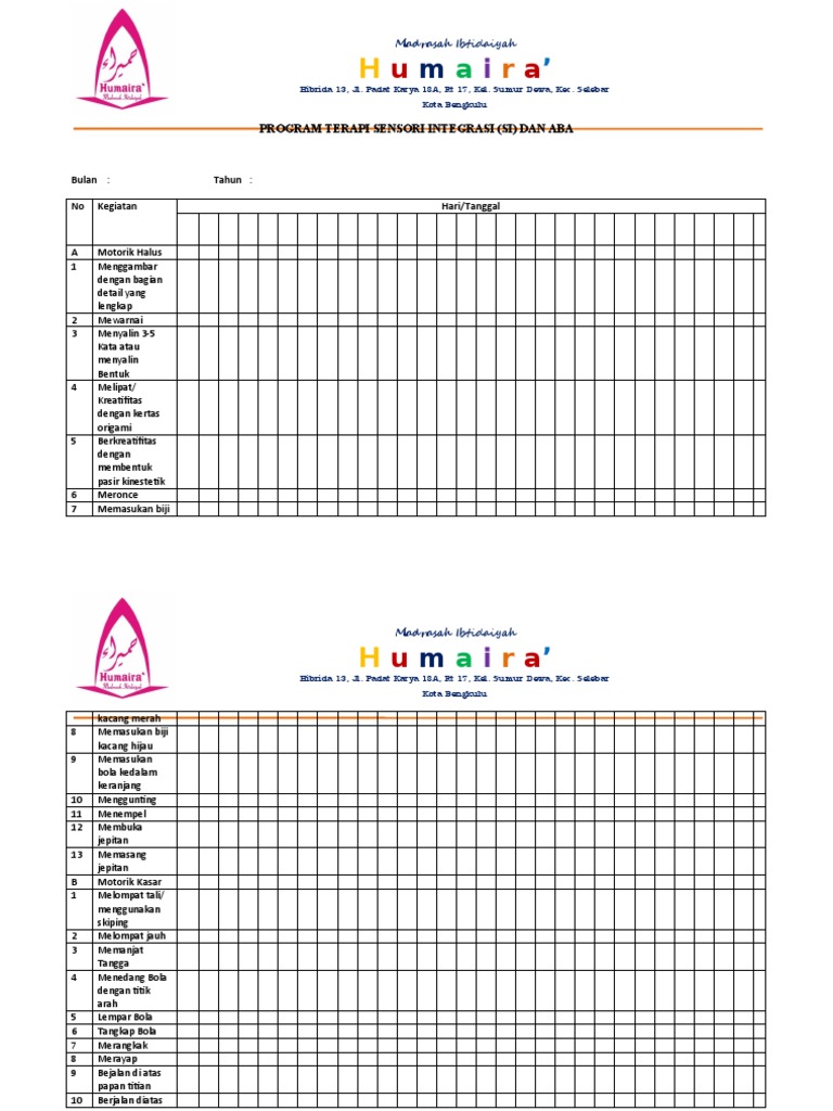Program Terapi SI Dan ABA | PDF
