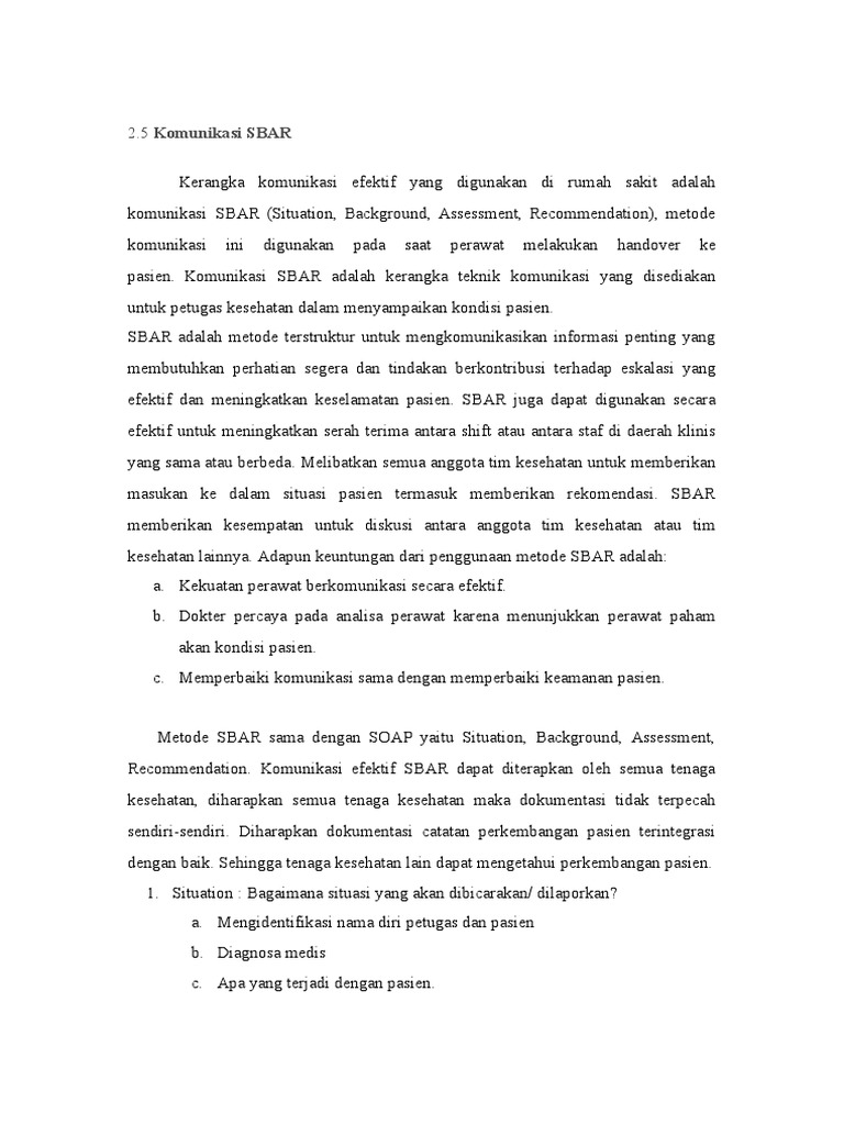 Komunikasi Efektif Metode SBAR | PDF