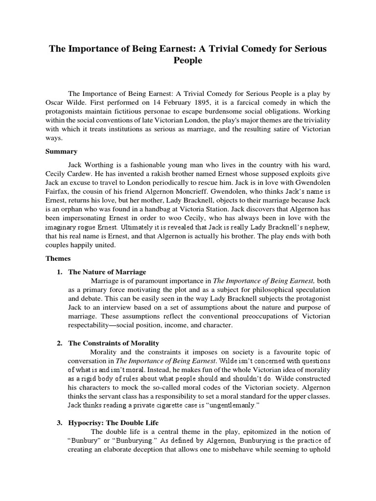 The Importance of Being Earnest | PDF | The Importance Of Being Earnest ...