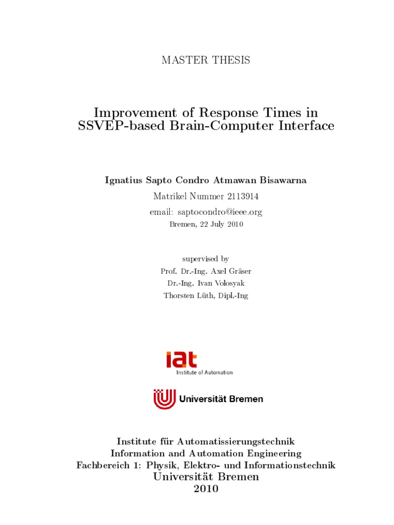Improvement of Response Times in SSVEP-based Brain-Computer Interface ...
