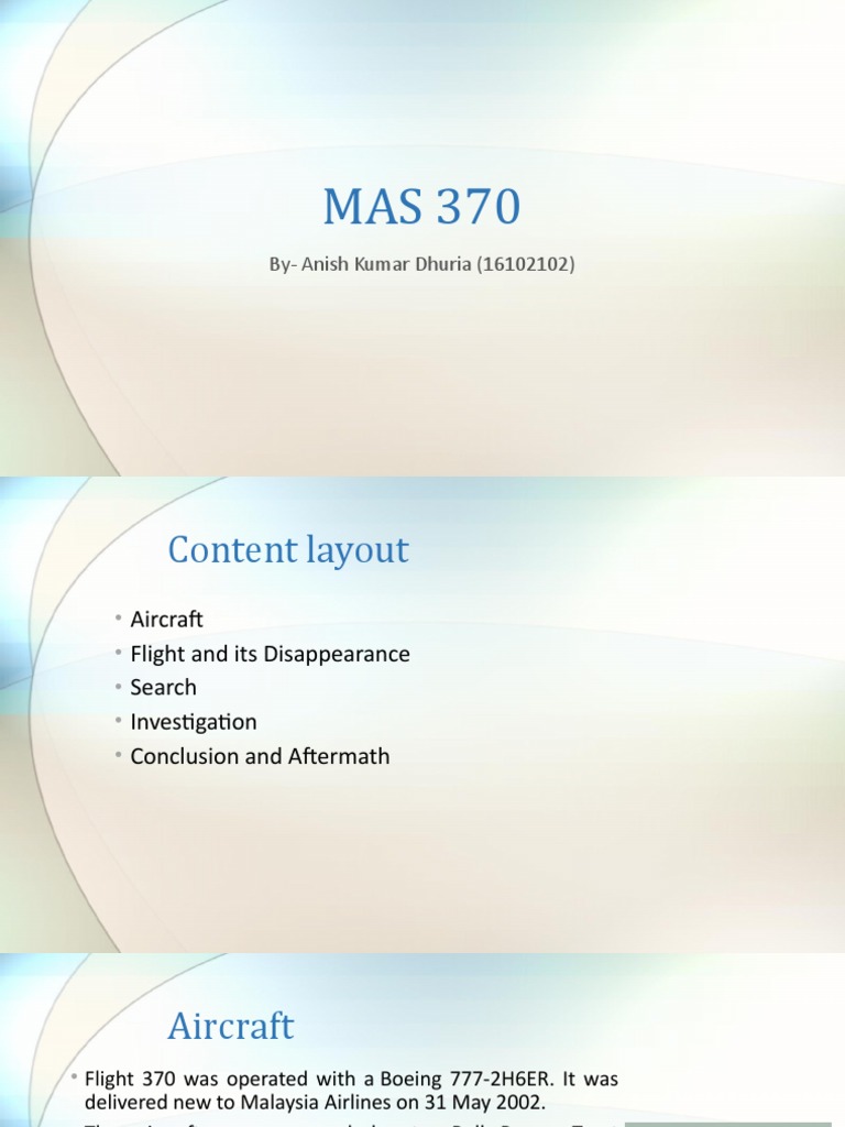 MAS 370 Mystery | PDF | Malaysia Airlines Flight 370 | Aviation