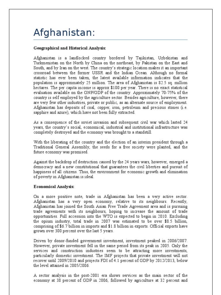 Afghanistan:: Geographical and Historical Analysis | PDF | Multilateral ...