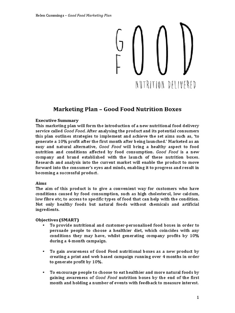 Food Product Marketing Plan | PDF | Foods | Advertising