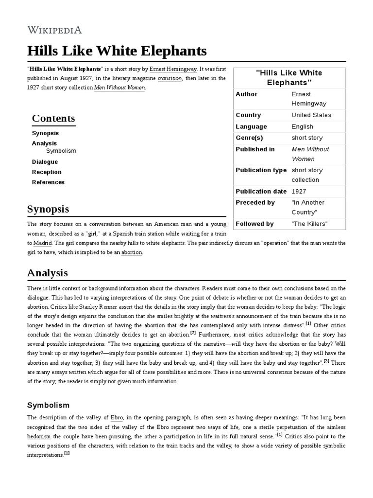 Hills Like White Elephants | PDF