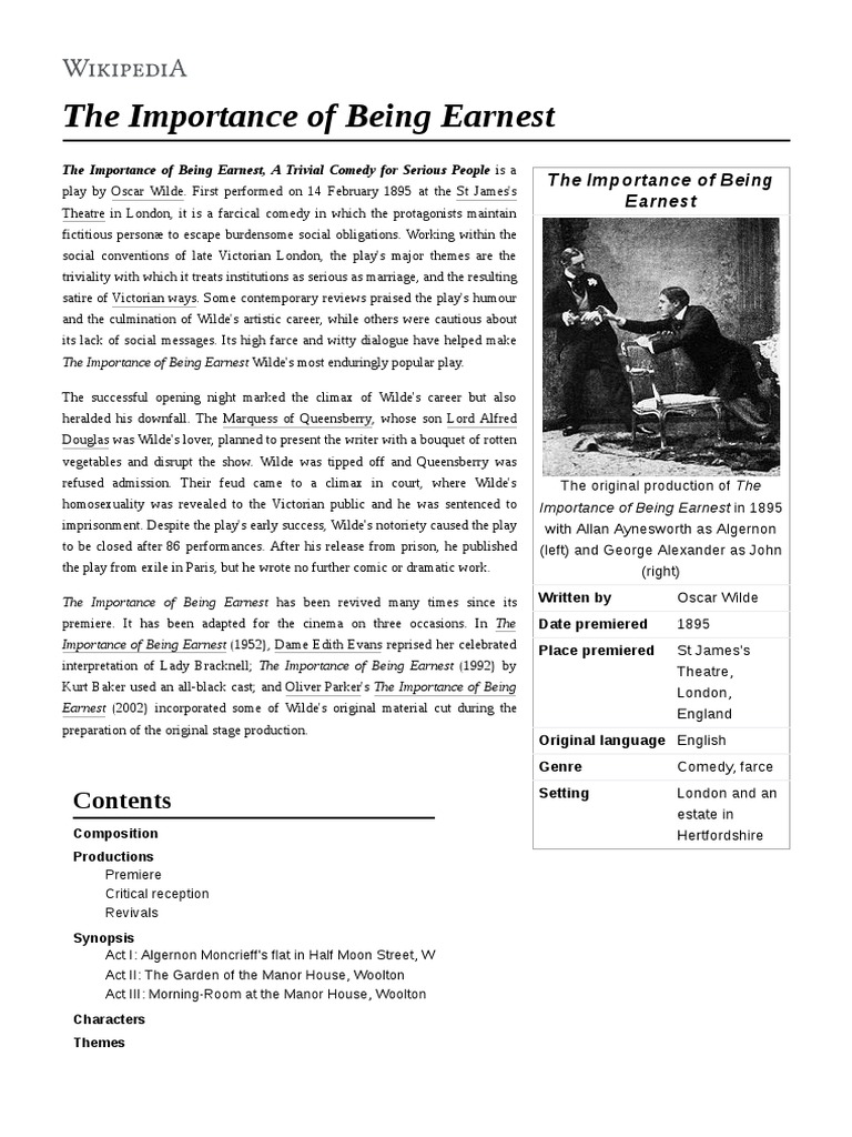 The Importance of Being Earnest | PDF | The Importance Of Being Earnest ...