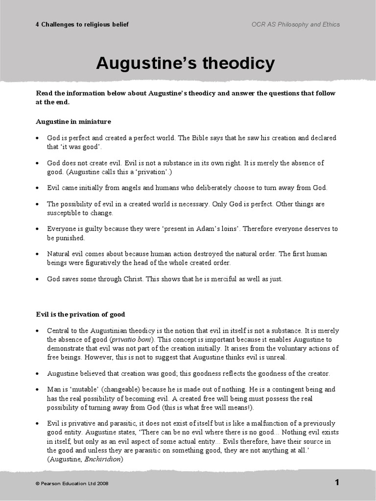 Augustines Theodicy | PDF | Predestination | Augustine Of Hippo