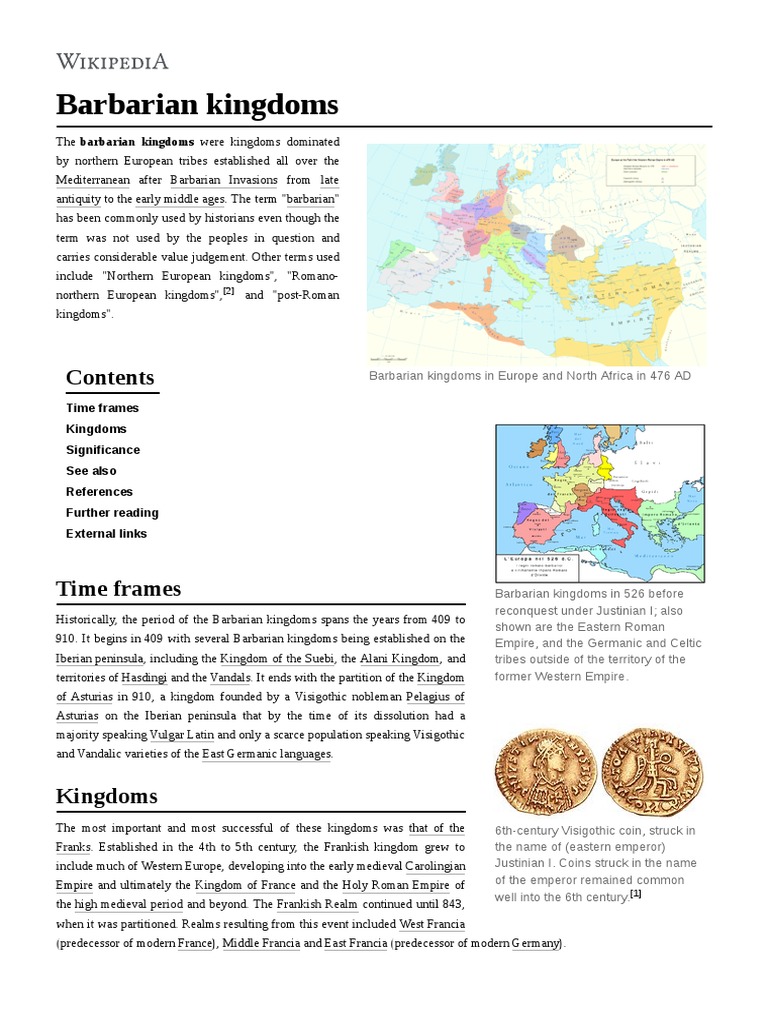 Barbarian Kingdoms PDF | PDF | Southern Europe | Classical Antiquity