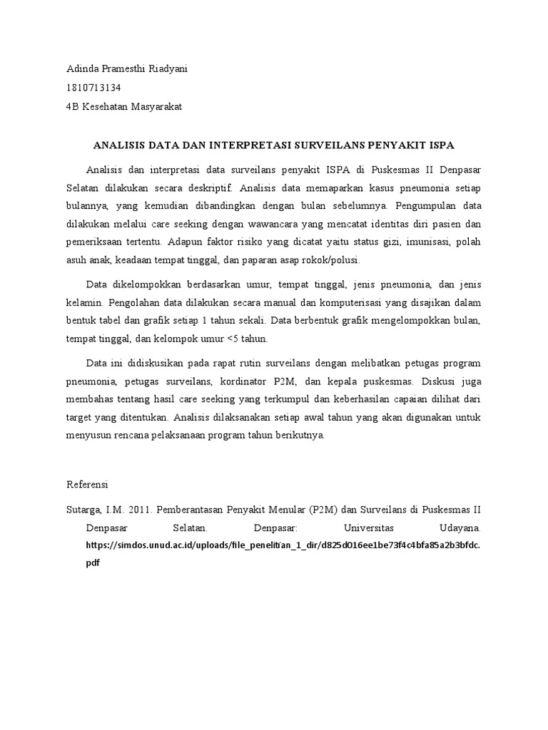 Analisis Data Dan Interpretasi Surveilans Penyakit ISPA | PDF | Pengembangan Diri