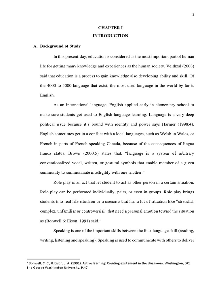 The Implementation of Role Play in Learning To Enhance Students English Speaking Skill | PDF ...