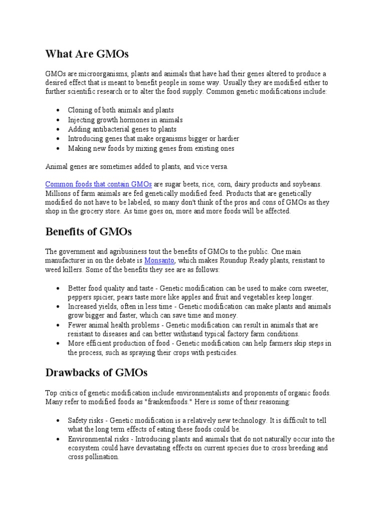 What Are GMOs | PDF | Genetically Modified Food | Genetic Engineering