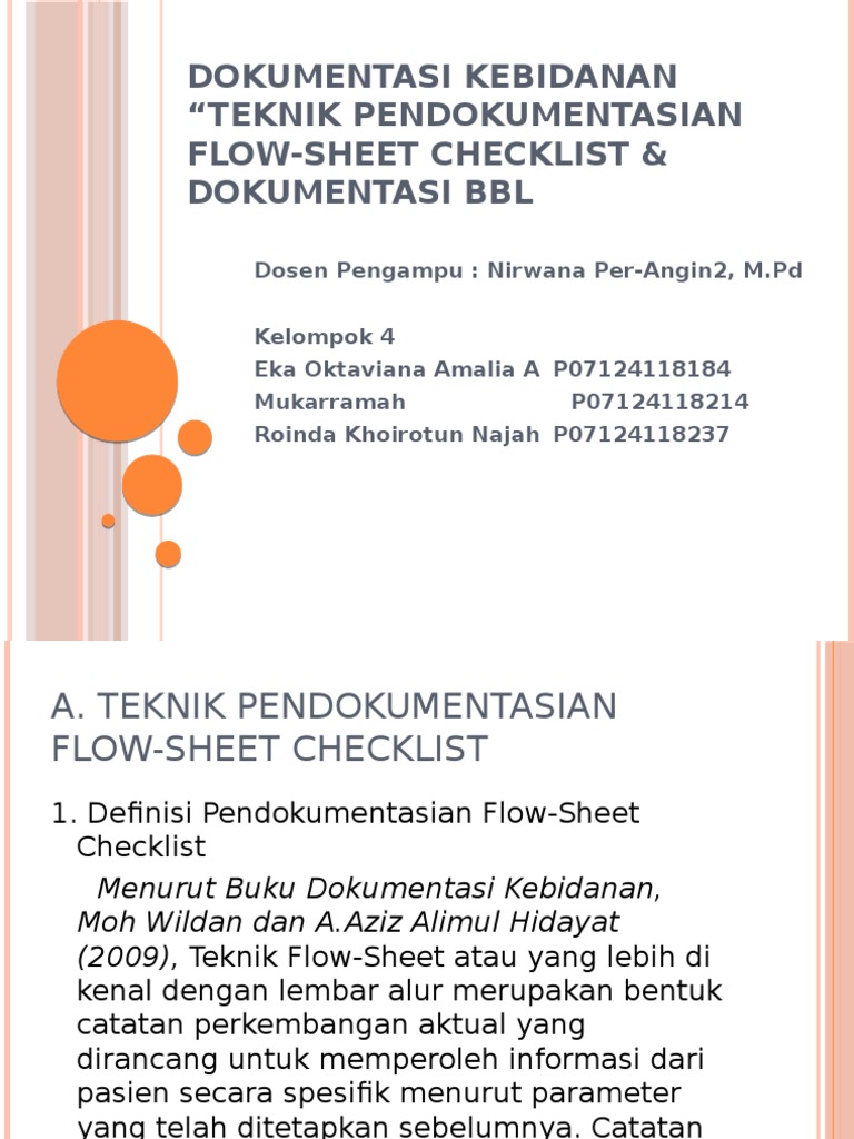 Kel 4 Teknik Pendokumentasian Flow-Sheet Checklist& Dok BBL | PDF