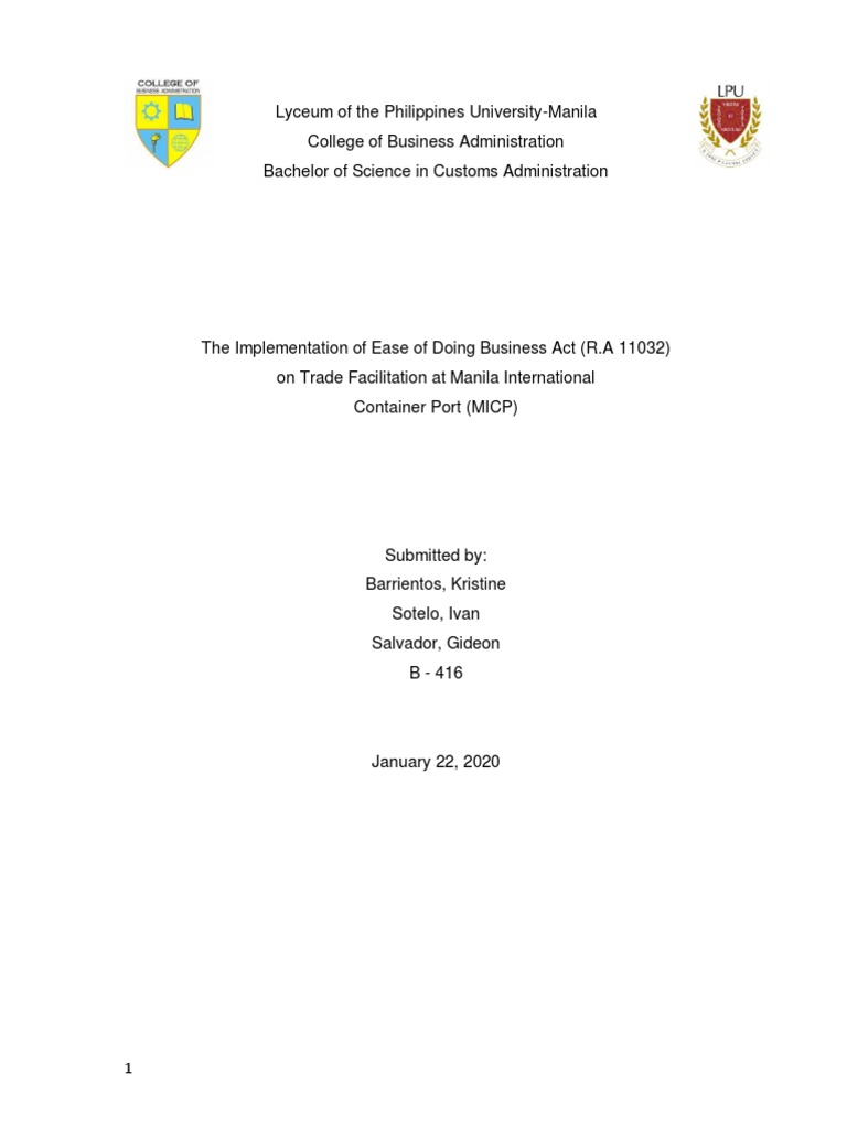 Research RA 11032 | PDF | Customs | Association Of Southeast Asian Nations