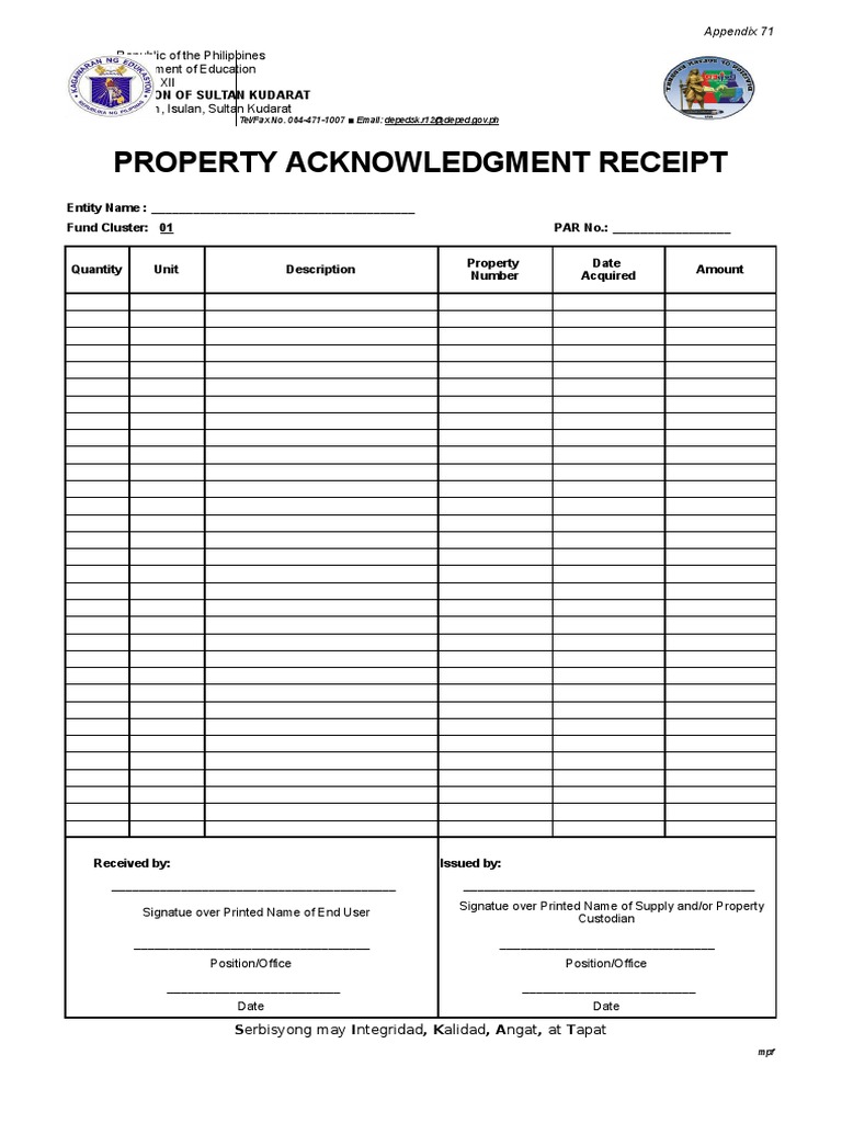 Appendix 71 - PAR-Sample | PDF