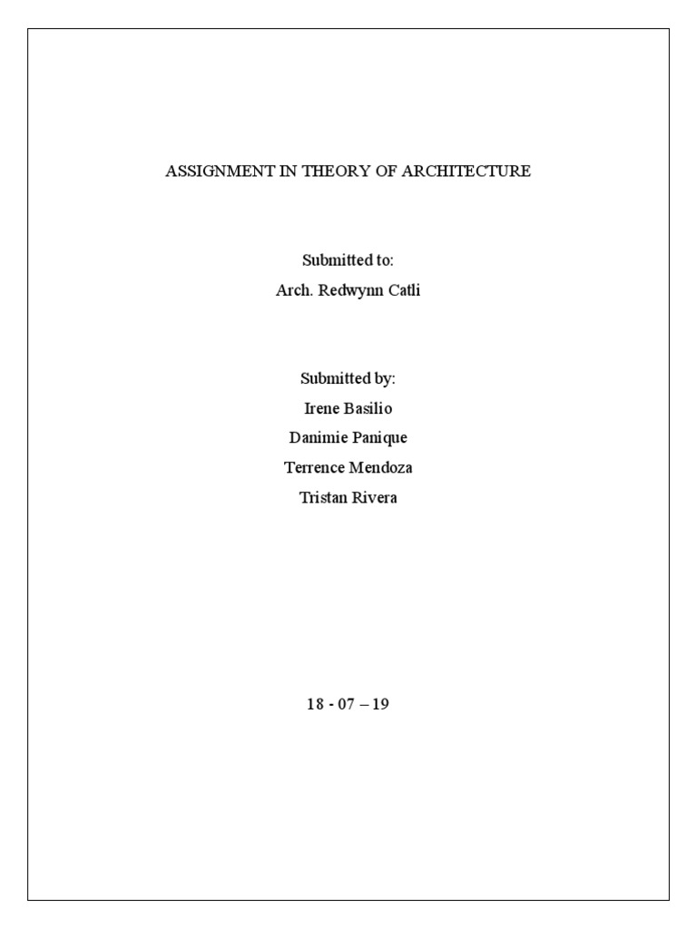 Assignment in Theory of Architecture | PDF | Nature | Art Media