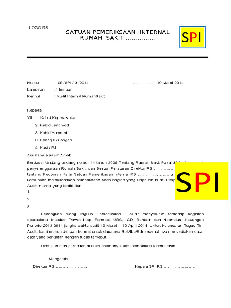 SPI - Contoh Surat Pemeriksaan SPI | PDF