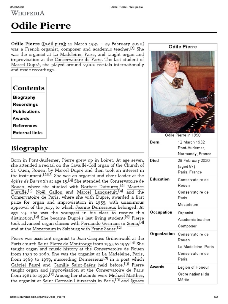Odile Pierre - Wikipedia PDF | PDF | Classical Music | Classical Musicians