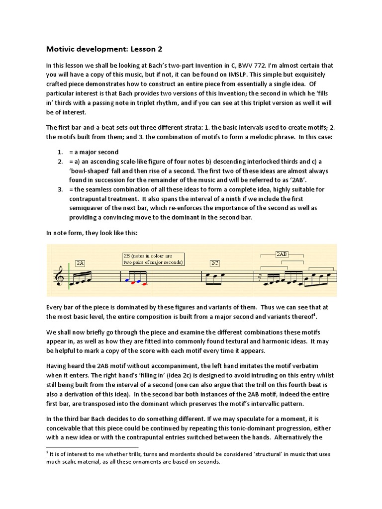 Motivic Development Lesson 2 | PDF | Johann Sebastian Bach | Harmony