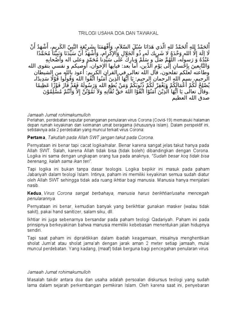 Trilogi Usaha Doa Dan Tawakal | PDF