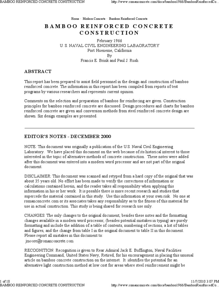 Bamboo Reinforced Concrete Guide | PDF | Beam (Structure) | Concrete