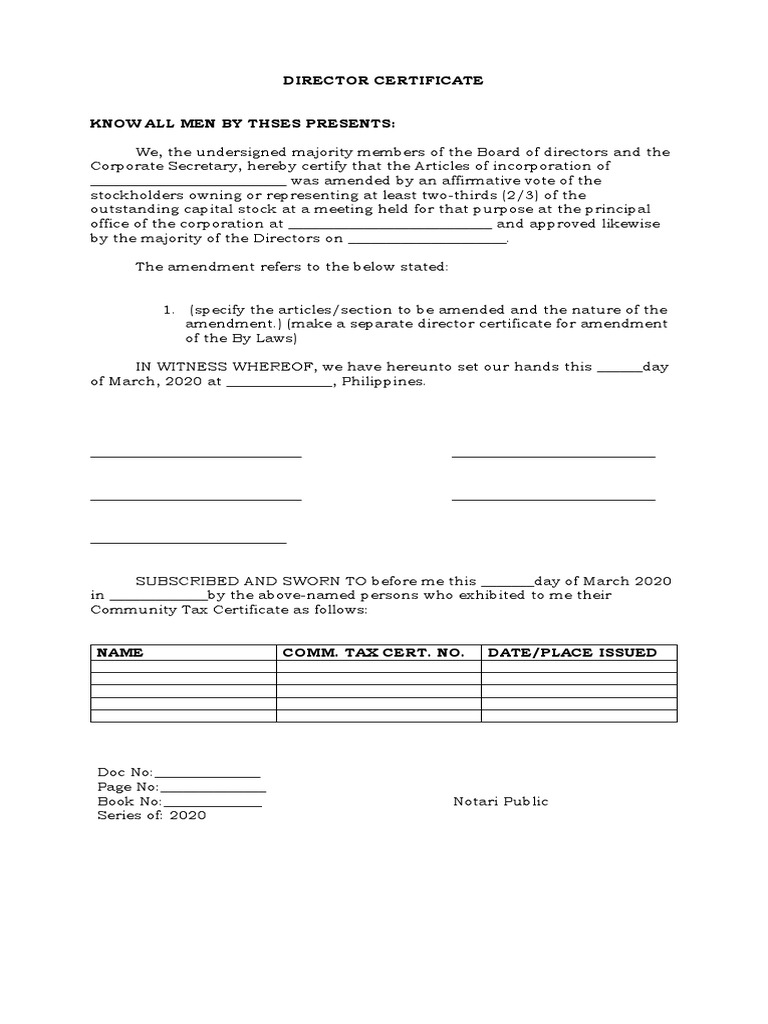 Director Certificate Sample | PDF | Social Institutions | Social Science