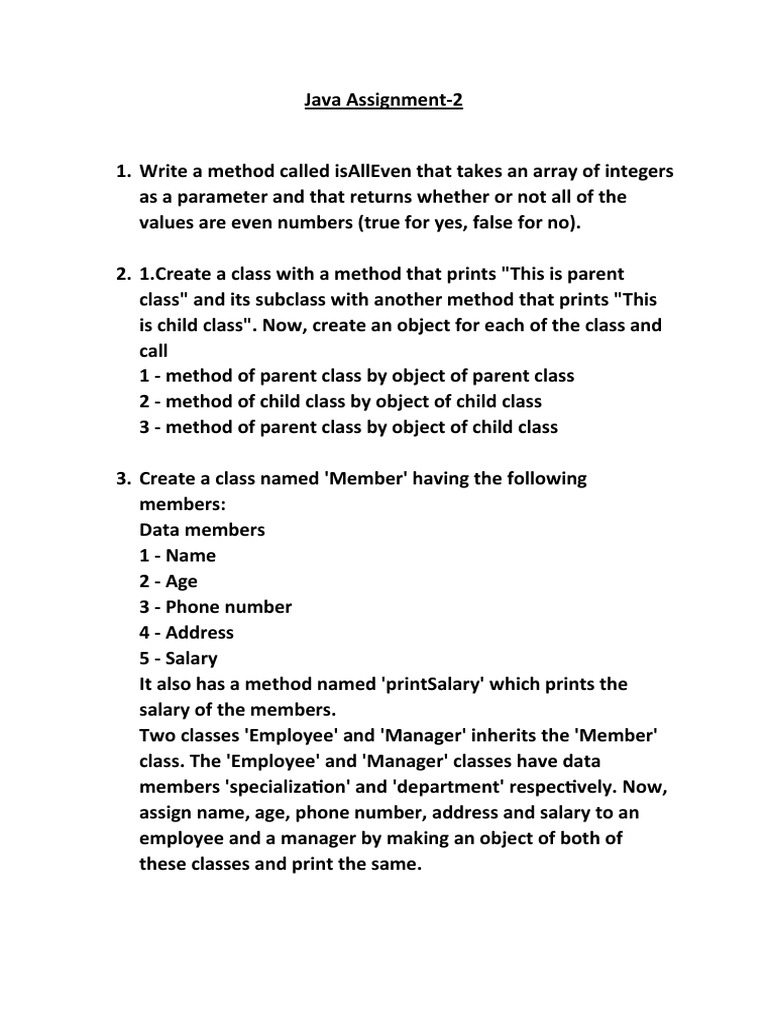 Java Assignment 2 Pdf Method Computer Programming Inheritance Object Oriented Programming
