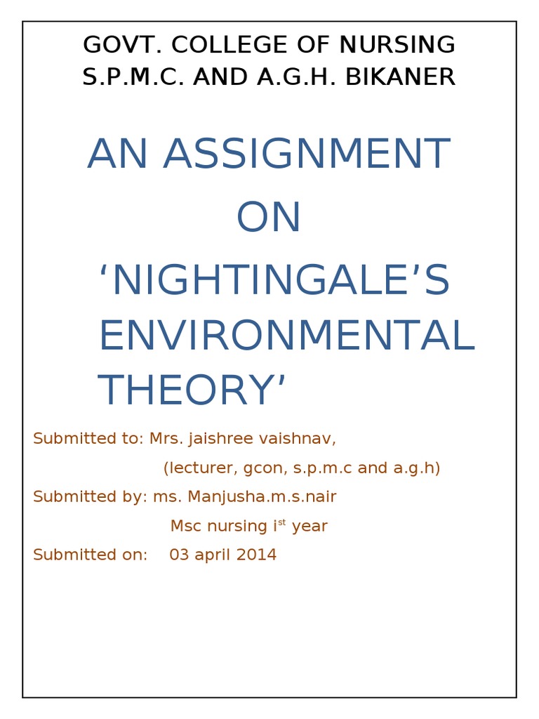 Nightingale's Environmental Theory: An Analysis of its Key Concepts and ...