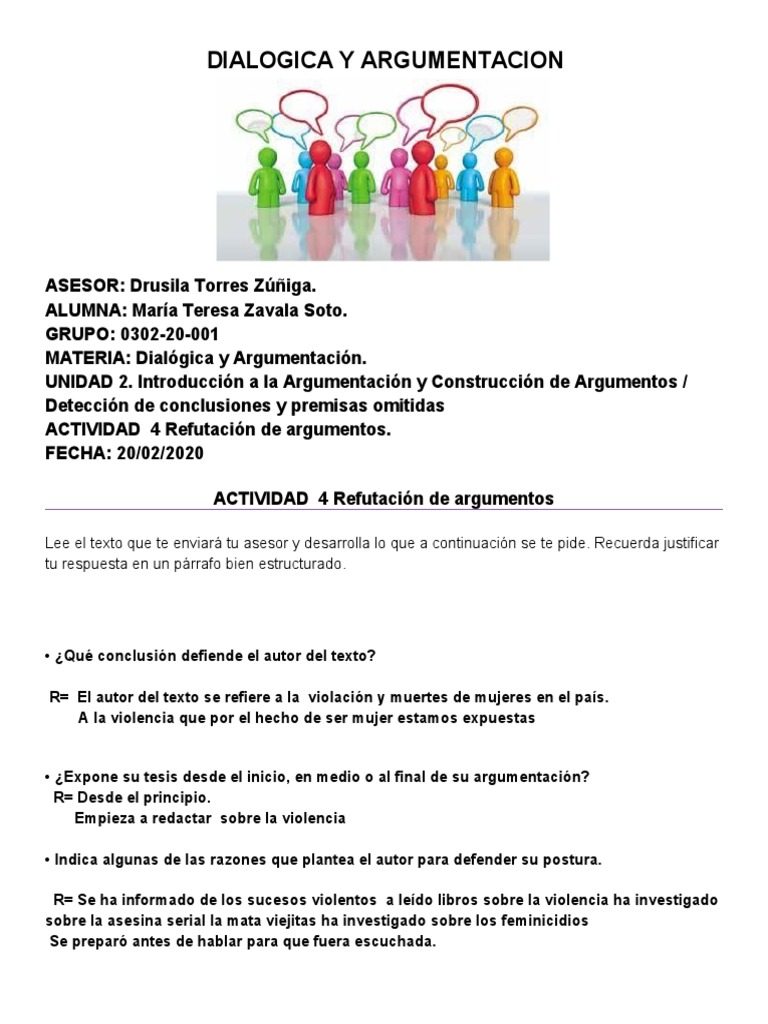 ACTIVIDAD 4 Refutación de Argumentos | PDF