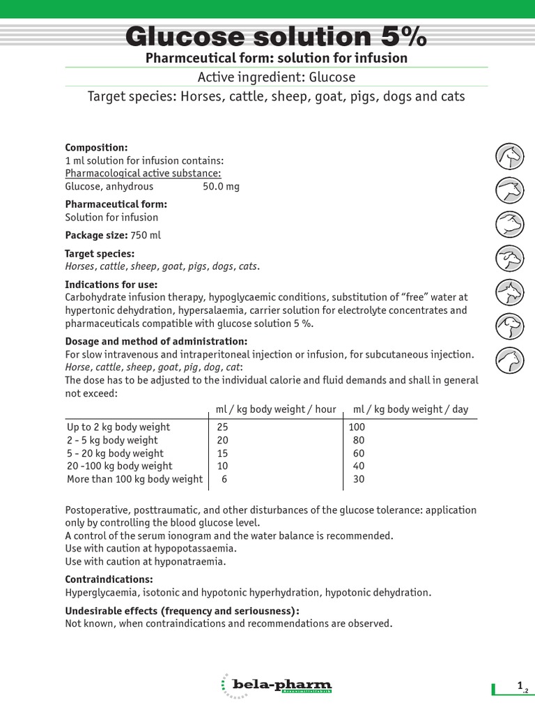 5% Glucose Solution for Animal Infusion | PDF | Intravenous Therapy ...