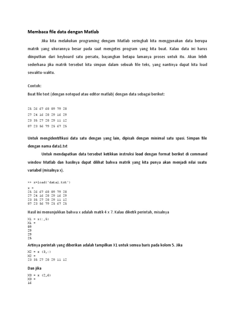 Membaca File Data Dengan Matlab | PDF
