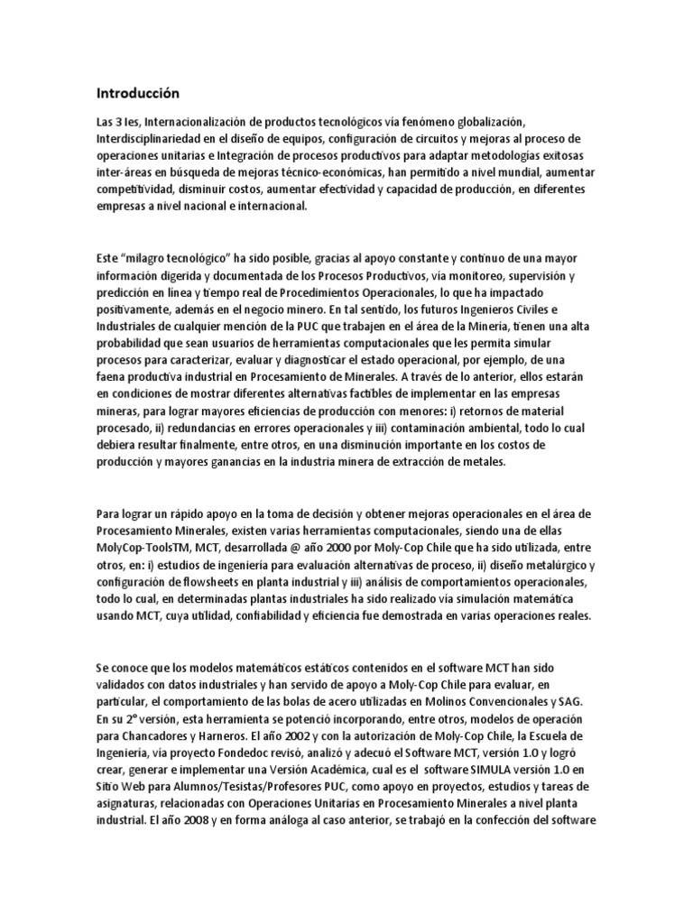 Moly-Cop v2.0 | PDF | Minería | Simulación