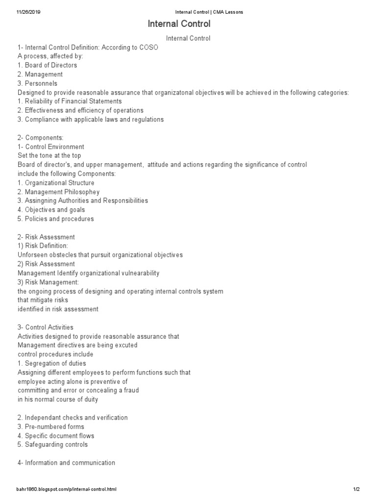 An Overview of Internal Controls: Components, Regulations, and ...