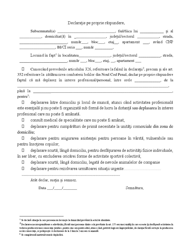 MODEL Declaratie Pe Proprie Raspundere OM2.PDF