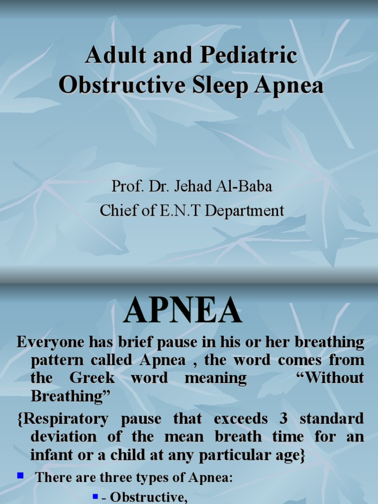 Adult and Pediatric Obstructive Sleep Apnea | PDF | Sleep Apnea ...