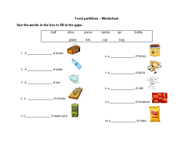 Food Partitives Worsksheet | PDF