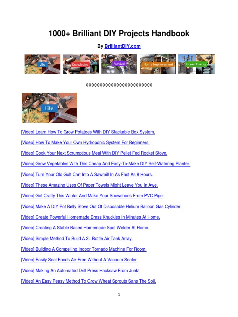 1000+ Brilliant Diy Projects Handbook | Download Free PDF | Kitchen | Knife