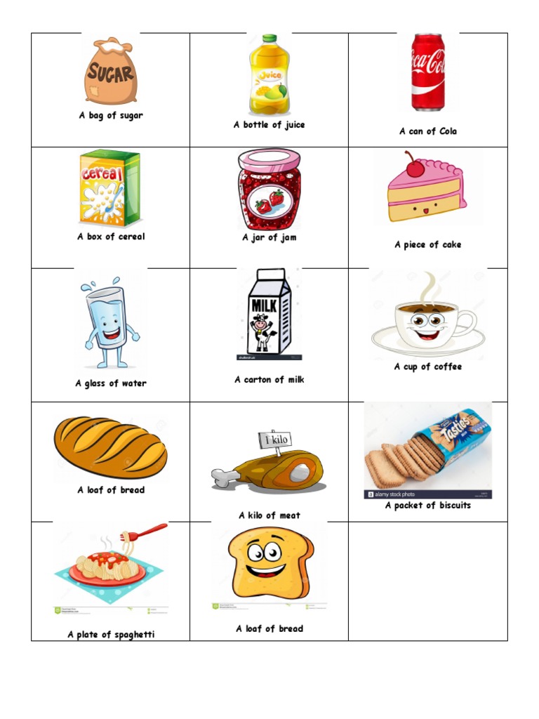 Partitives Pictionary | PDF | Cooking, Food & Wine