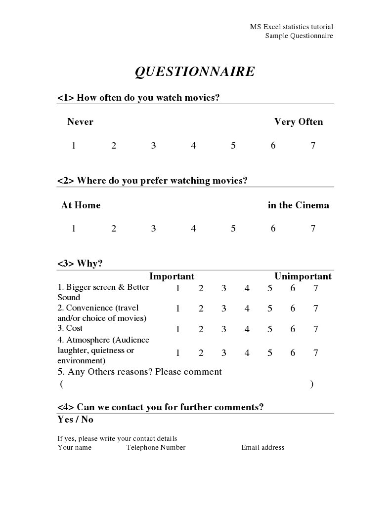 Sample Questionnaire | PDF