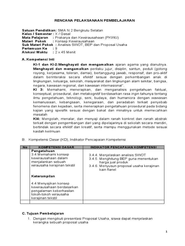 RPP Pkwu | PDF | Karier & Perkembangan