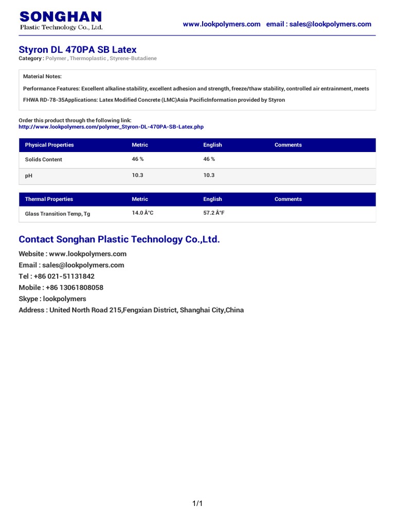 Styron DL 470PA SB Latex | PDF