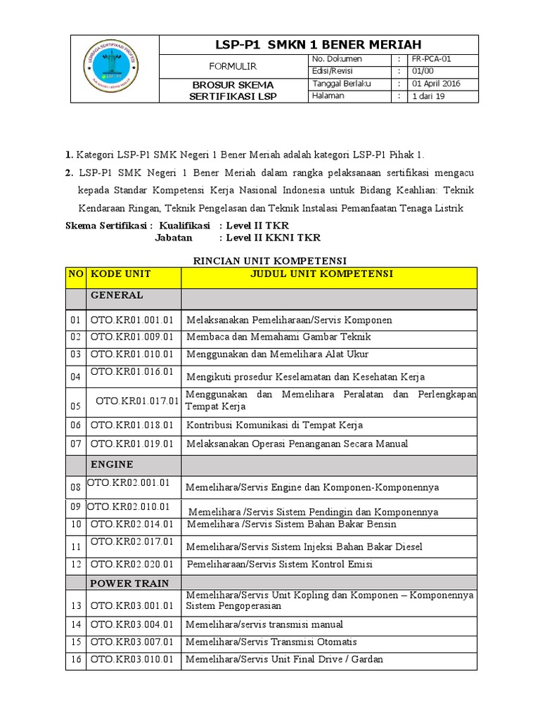 FR-PCA-01 Brosur Skema LSP-P1 | PDF