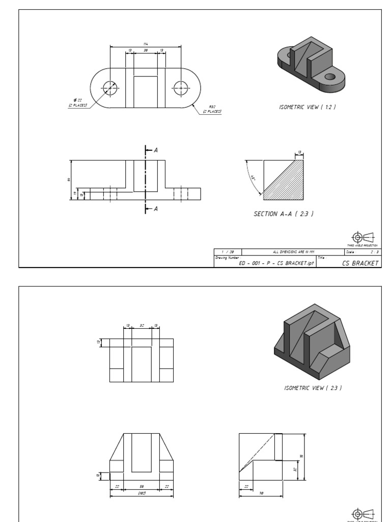 Detail Drawing Part 1 20 PDF | PDF | Technical Drawing | Teaching ...