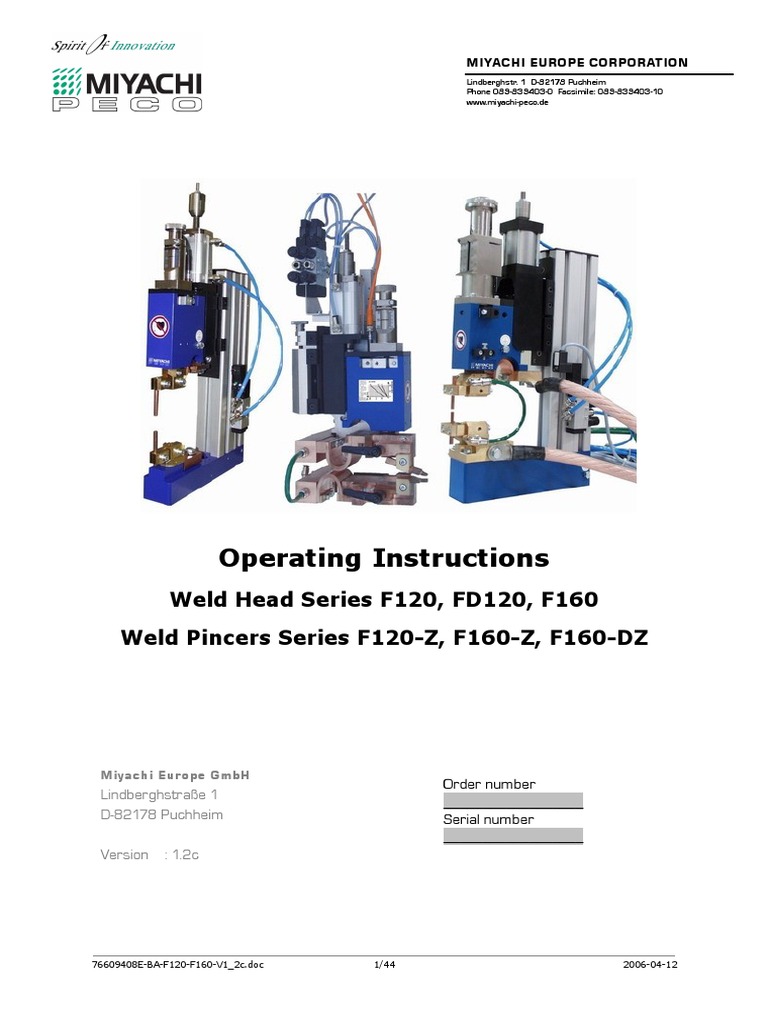 F120 - F160 Peco Manual | PDF | Welding | Construction