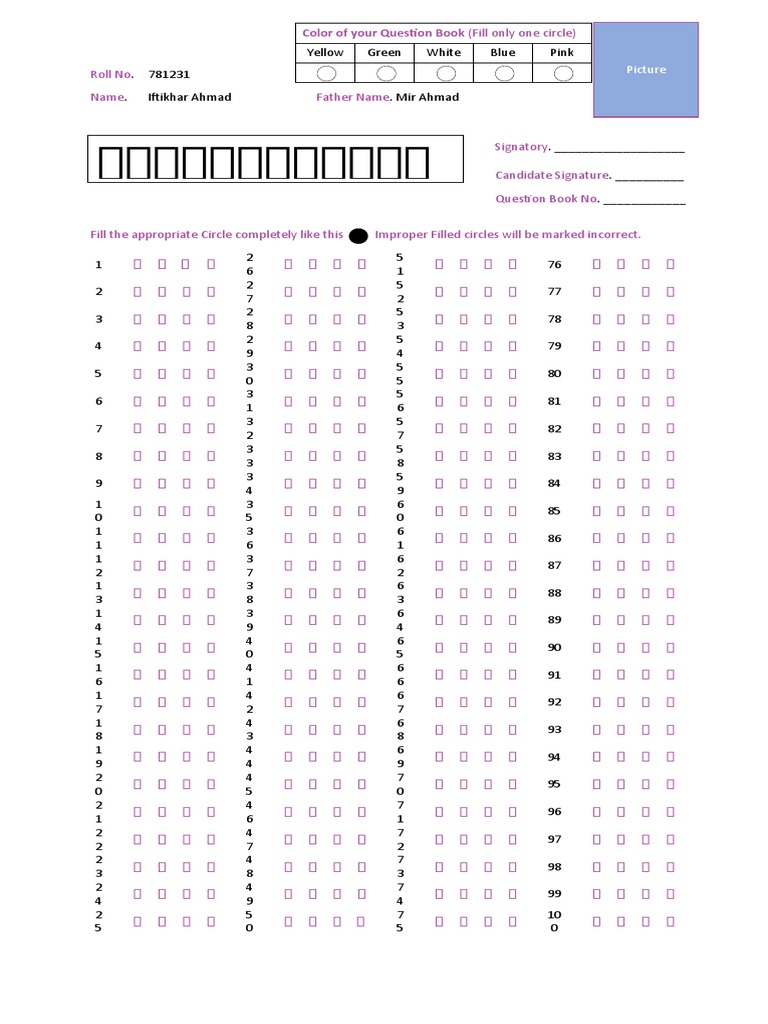Candidate Answer Sheet Instructions | PDF | Art Media | Media Technology