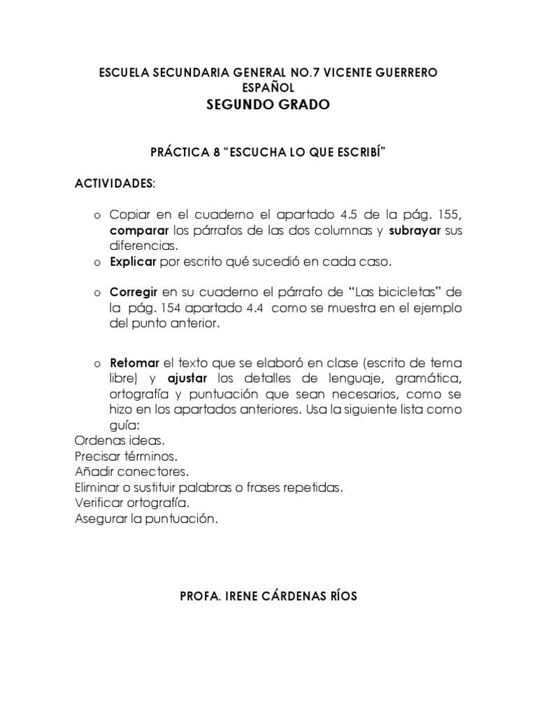 Actividades de Español para Segundo Grado | PDF | Artes del Lenguaje y ...